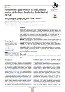 Psychometric properties of a Saudi Arabian version of the Birth Satisfaction Scale-Revised (BSS ...